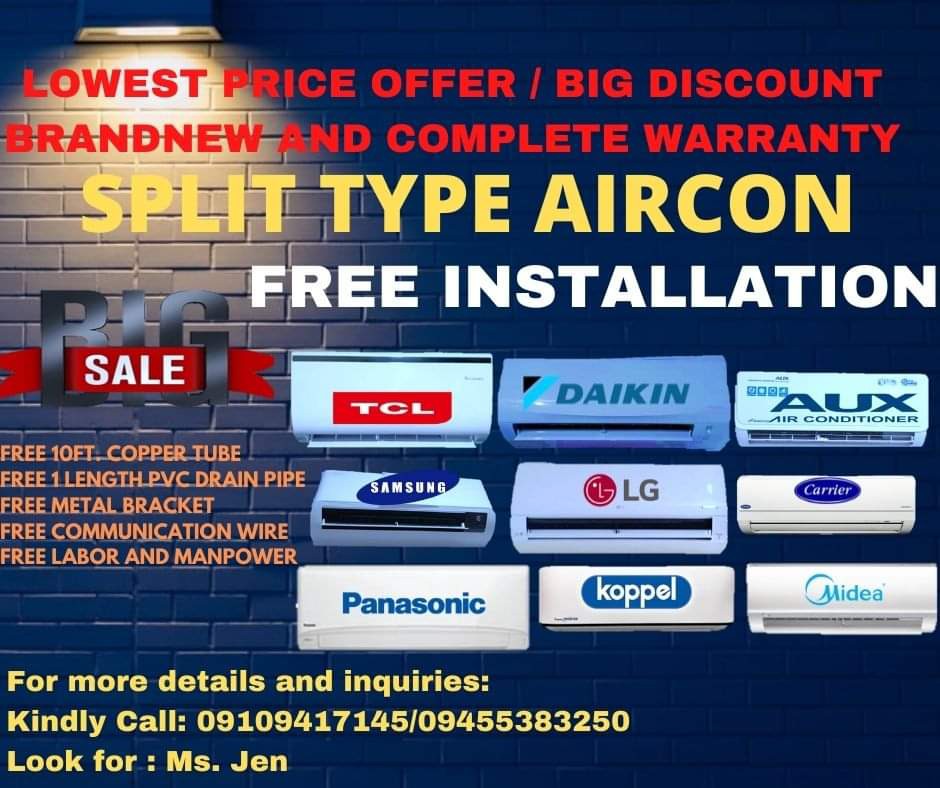 💥LOWEST PRICE OFFER: SPLIT TYPE AIRCON FREE INSTALLATION AND FREE LABOR ...