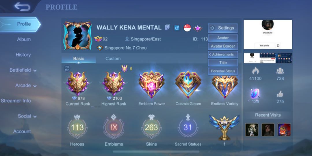 MOBILE LEGENDS SUPREME SINGAPORE CHOU MG, Video Gaming, Gaming ...