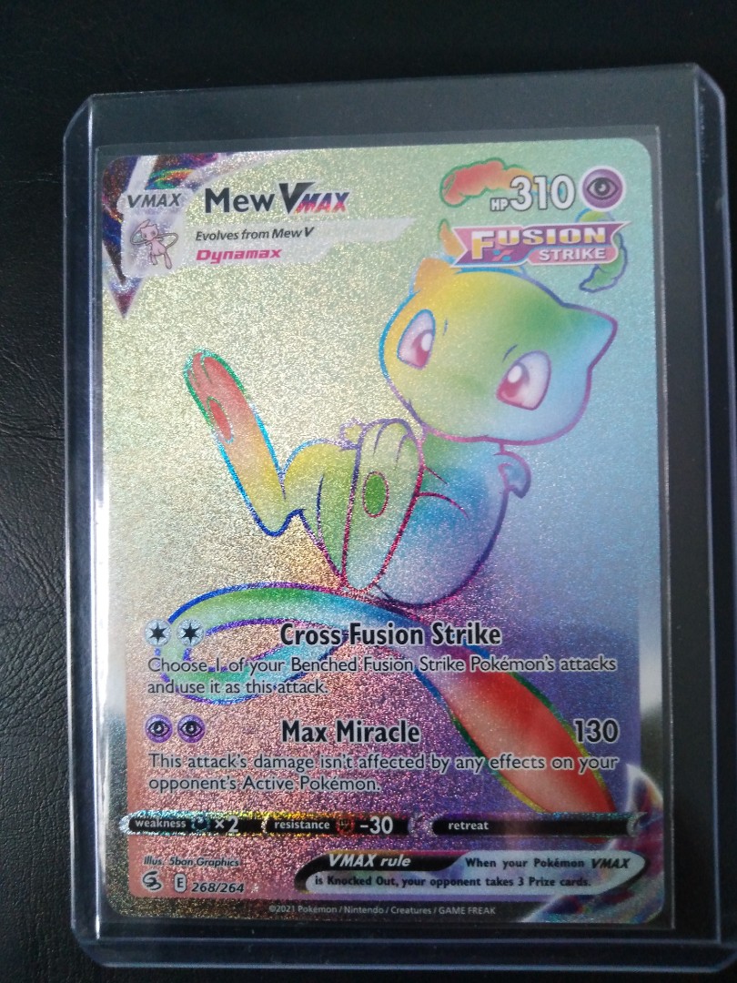 Pokemon TCG Fusion Strike Booster: Mew VMax Rainbow Rarity, Hobbies ...