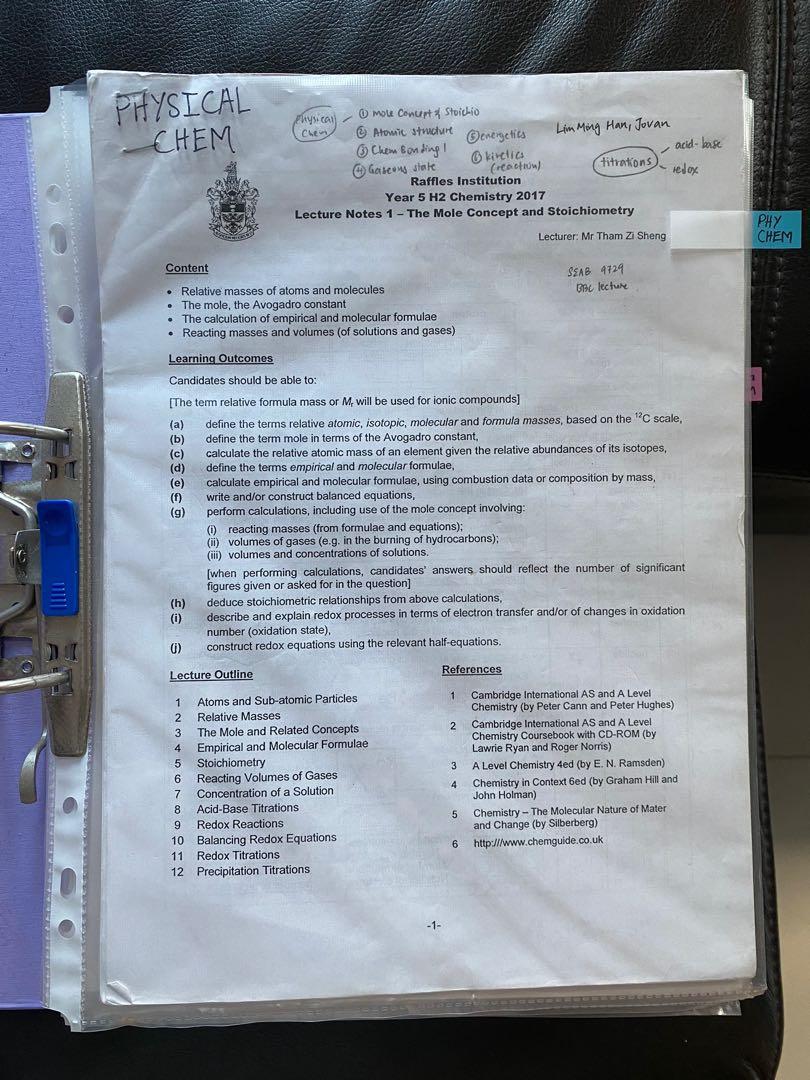RI Chemistry Notes (Full set), Hobbies & Toys, Books & Magazines ...