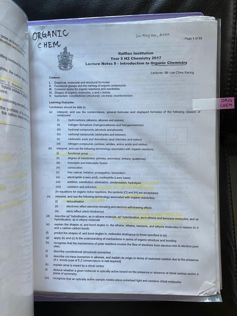 RI Chemistry Notes (Full set), Hobbies & Toys, Books & Magazines ...