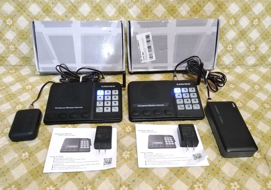 Sanzuco Cordless Wireless AC DC Intercom 2 Pieces Walkie Talkie, Mobile ...