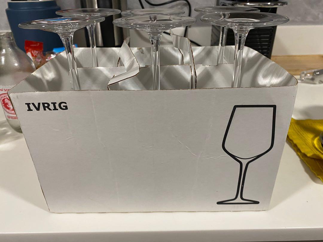Wine Glasses Ikea Ivrig x 6, Furniture & Home Living, Kitchenware ...