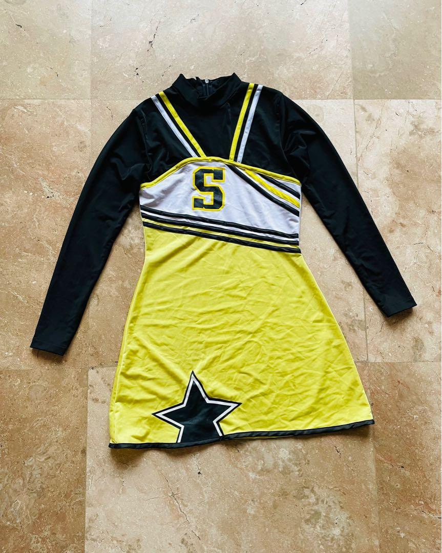 Yellow & Black Cheerleader Outfit, One Piece, Women's Fashion, Dresses ...