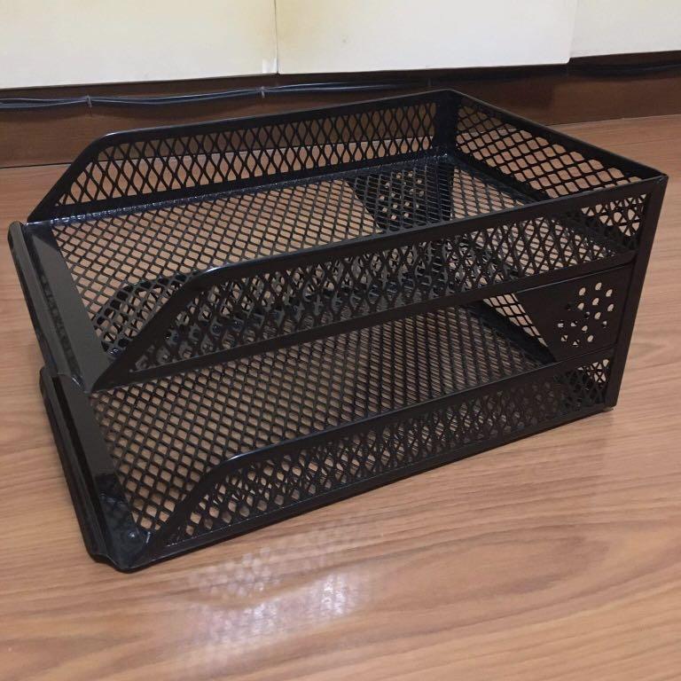 2-Layer Black Metal Desk Tray / File / Paper / Document Organizer ...