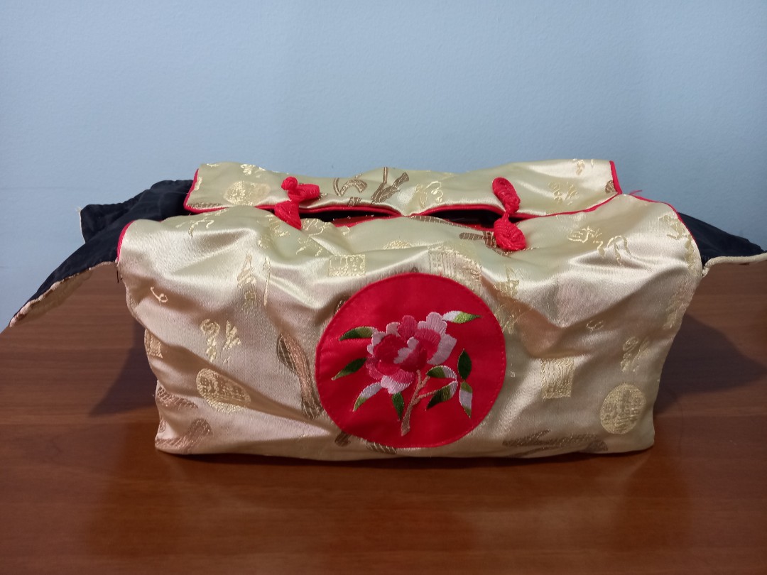 Chinese Golden CNY tissue box cover, Furniture & Home Living, Home ...