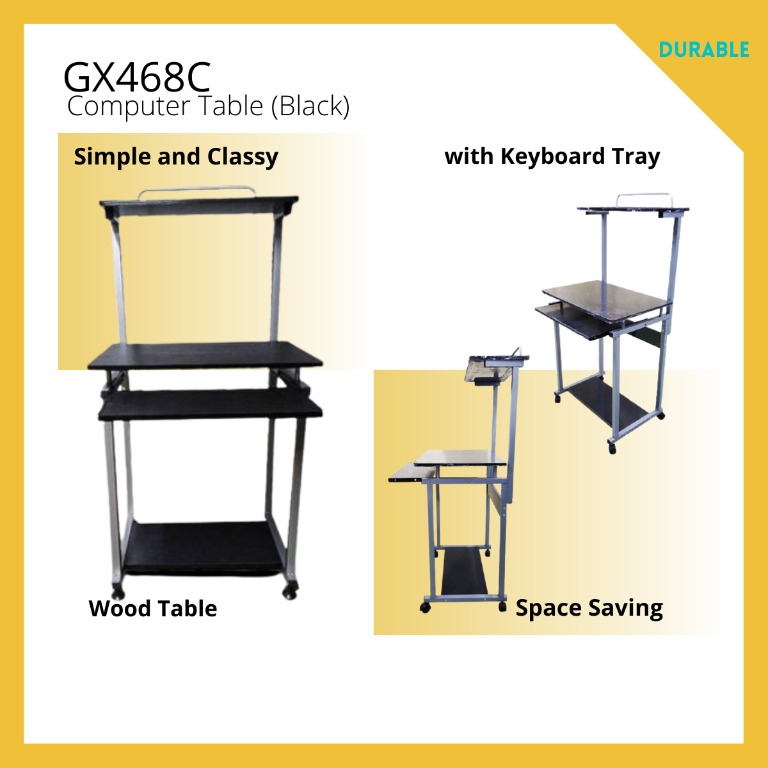GX468C Computer Table(Black), Furniture & Home Living, Office Furniture ...