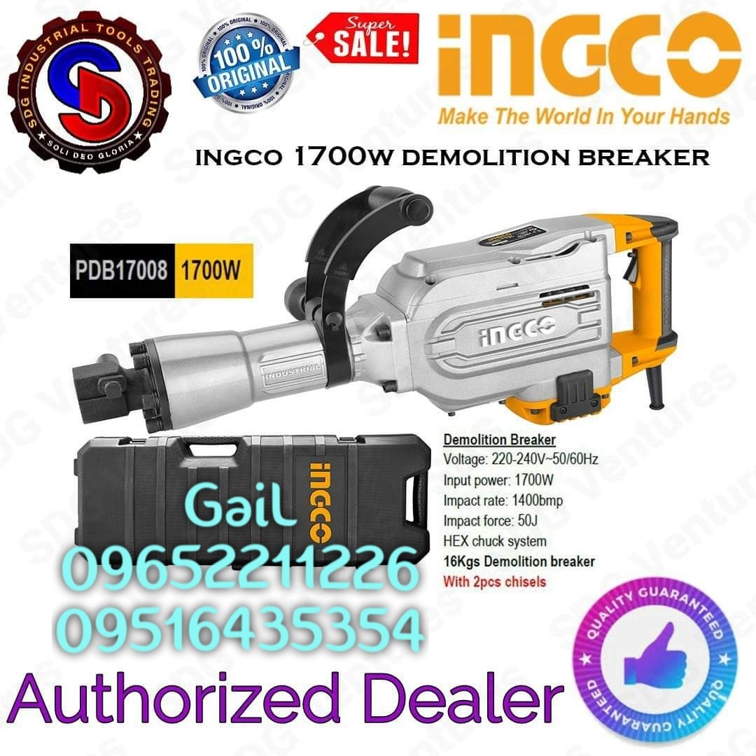 INGCO 1700W Industrial Demolition Breaker / Jack Hammer HEX - PDB17008 ...
