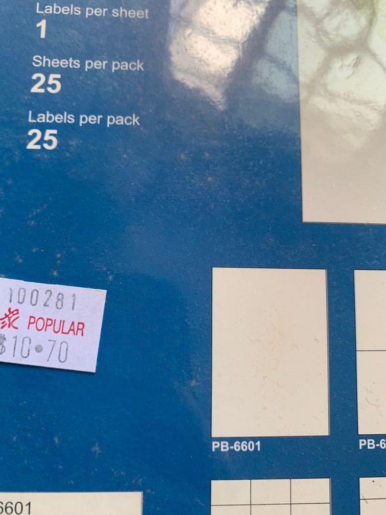 Label plus A4 sticker paper PB-6601, Hobbies & Toys, Stationery & Craft ...