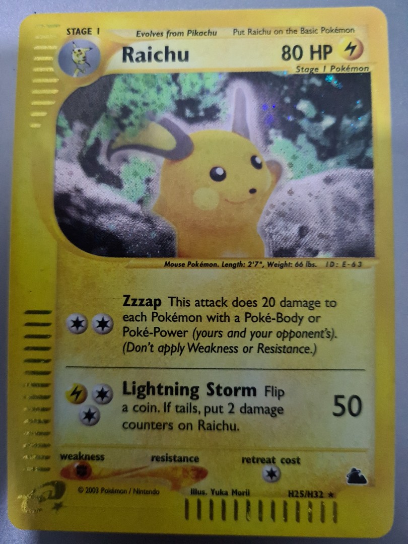Raichu skyridge holo NM, Hobbies & Toys, Toys & Games on Carousell