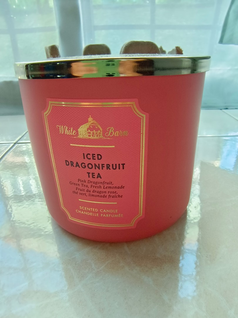 RARE BBW 3-Wick Candle Iced Dragon fruit Tea, Beauty & Personal Care ...