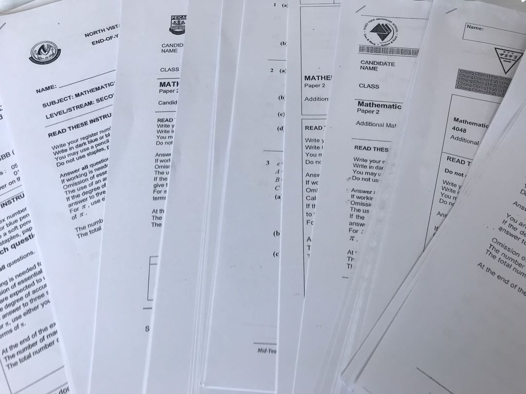 Secondary 2 Sec 2 Math Mathematics 2017 and 2018 MYE Mid Year Exam EOY ...