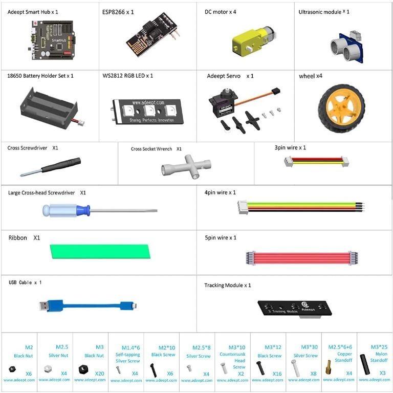 [sg stock] Adeept AWR-A 4WD Smart WiFi Robot Car Kit Compatible With ...