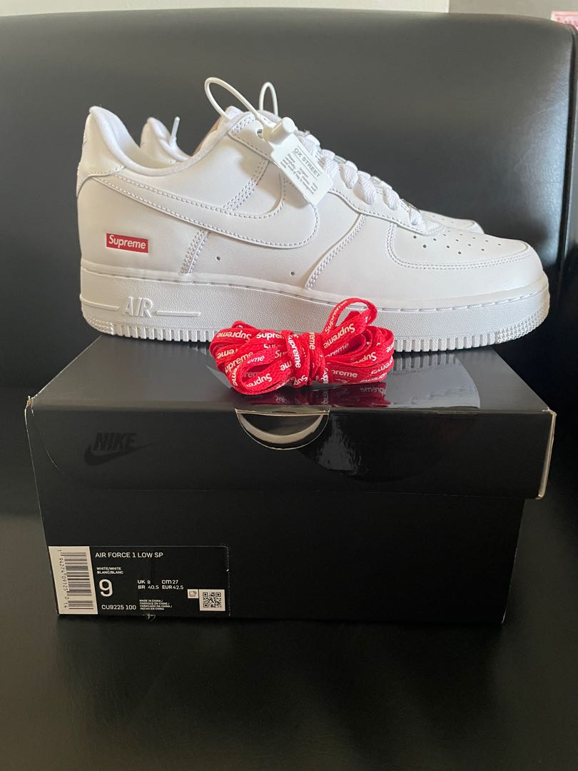Supreme x Air Force 1 Box Logo White, Men's Fashion, Footwear, Sneakers ...