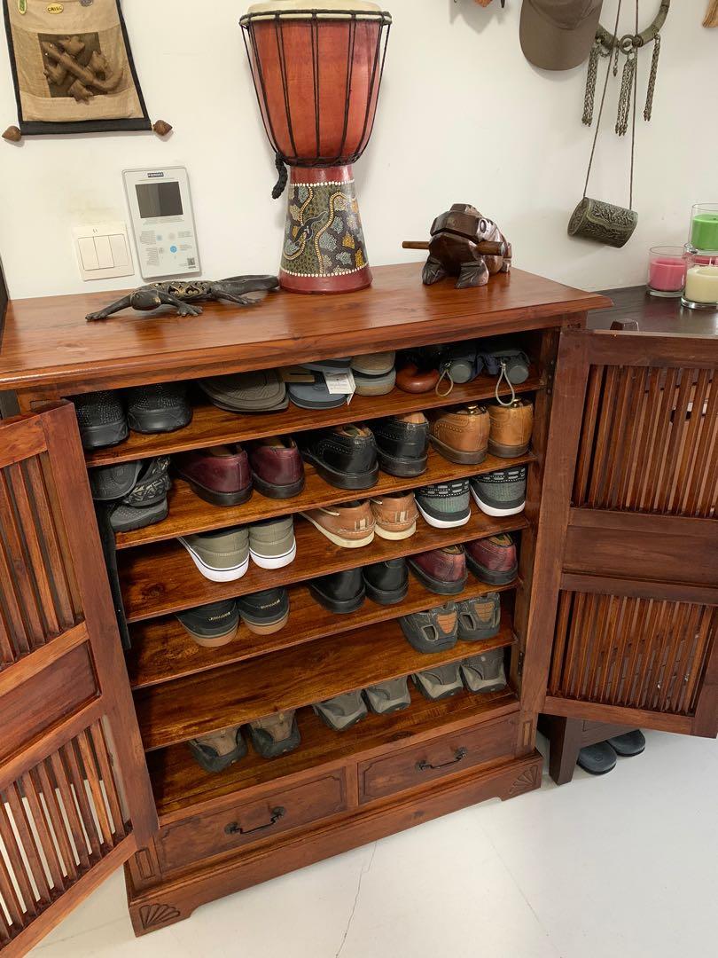 Teak Shoe Cabinet, Furniture & Home Living, Furniture, Shelves ...