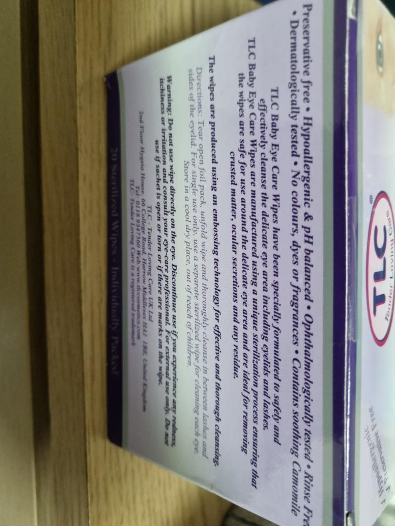 Tlc eye care wipes, Babies & Kids, Maternity Care on Carousell