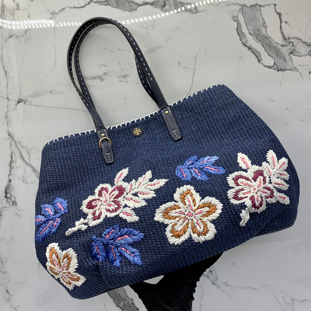 TORY BURCH NAVY STRAW BAG 227002516