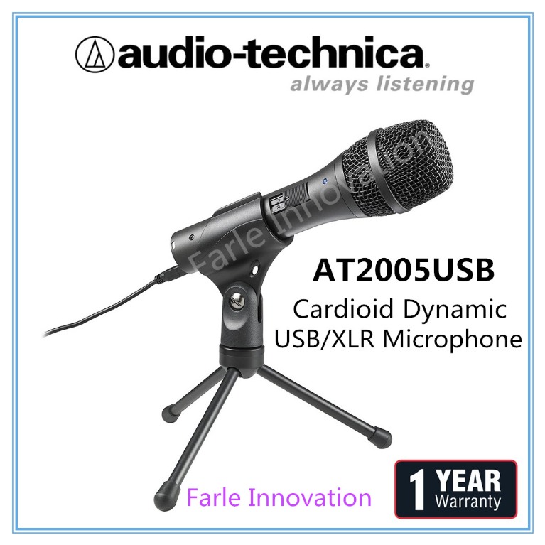 Audio-Technica AT2005USB Cardioid Dynamic USB/XLR Microphone, Audio ...