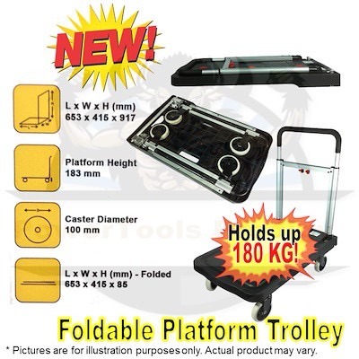 Foldable Trolley Cart Flatform 180 kg Capacity Four Wheel Folding ...