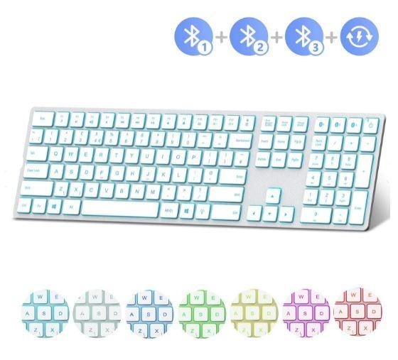 Jelly Comb Backlit Bluetooth Keyboard 7-Color Ultra Slim Rechargeable ...