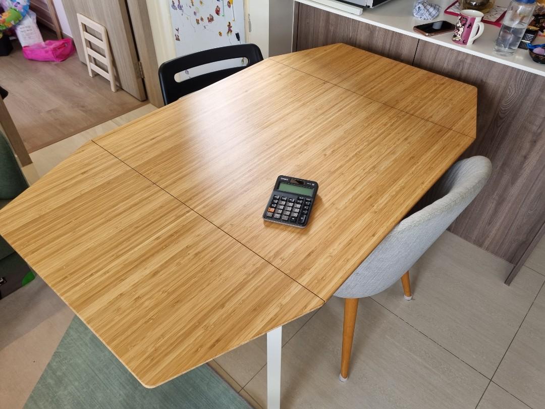 Ikea bamboo extendable dining table, Furniture & Home Living, Furniture ...