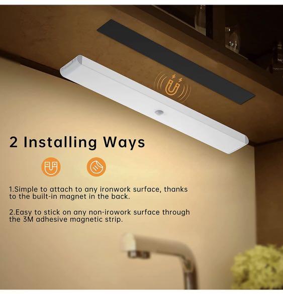 LED Motion Sensor Cupboard Lights, 50 LEDs USB Rechargeable Dimmable ...