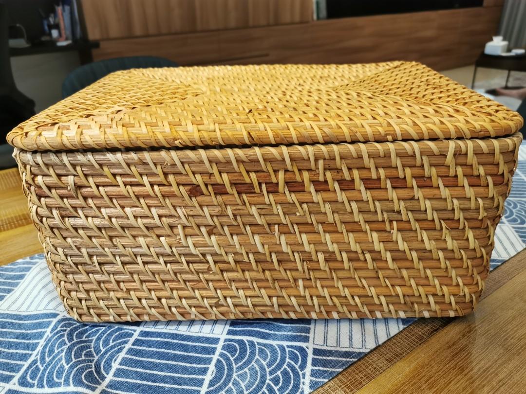 Muji Rattan Box with Lid, Furniture & Home Living, Home Decor, Other ...