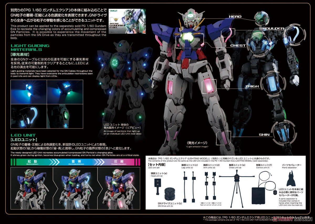 PG Exia LED Unit Gundam (LED set only) 1/60 Authentic Bandai, Hobbies ...