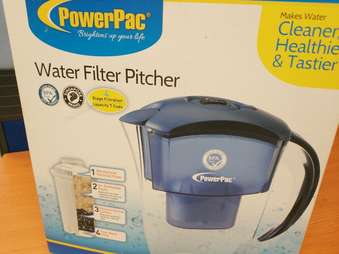 PowerPac Water Filter Pitcher with 3 Piece Filter Cartridge, TV & Home ...