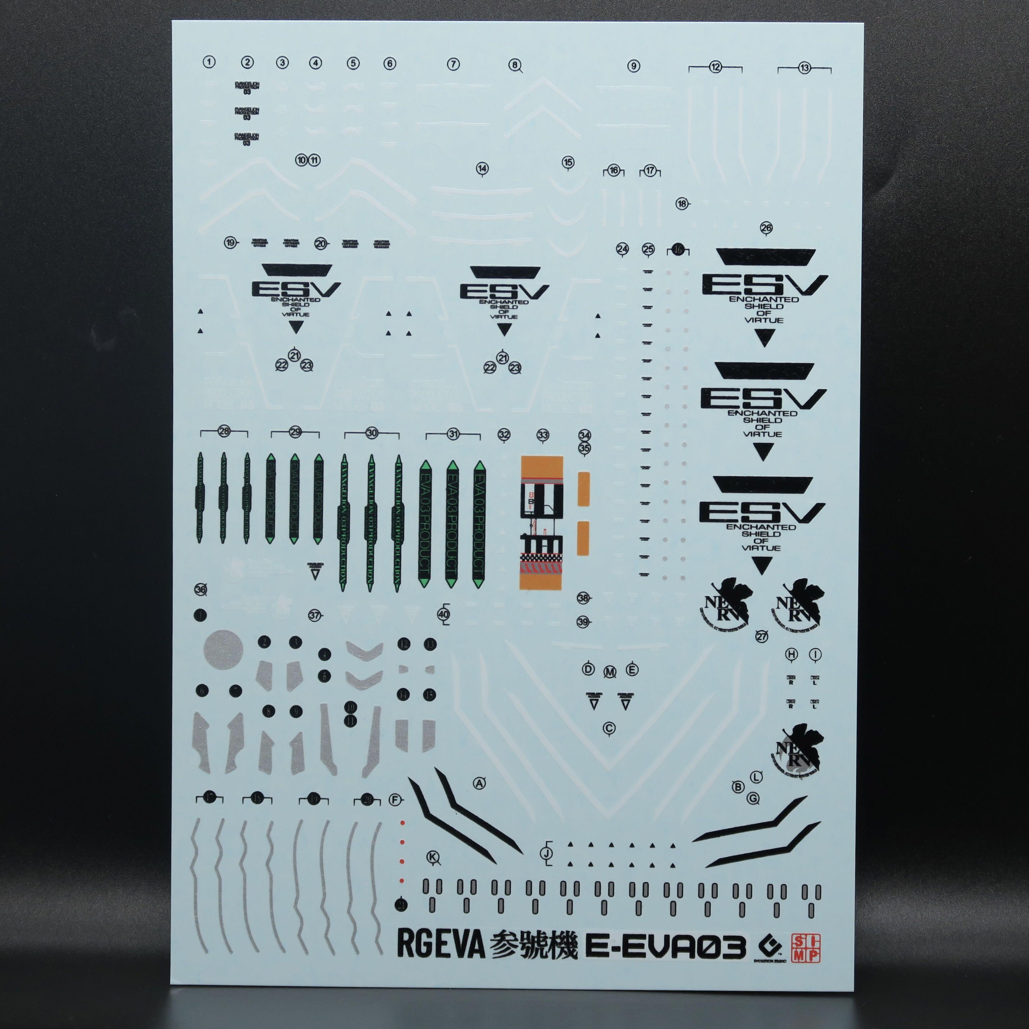 RG EVA Evangelion Unit-03 ESV Shield Set neon decal 汎用人型決戰兵器人造人間參號機 esv ...