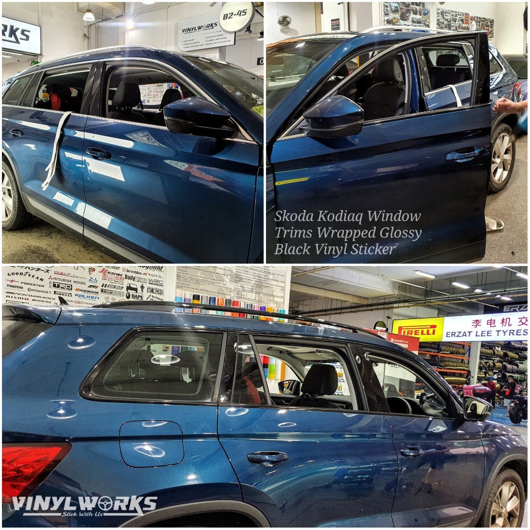 Skoda Kodiaq Window Trim Wrap Gloss Black Vinyl Sticker, Car ...