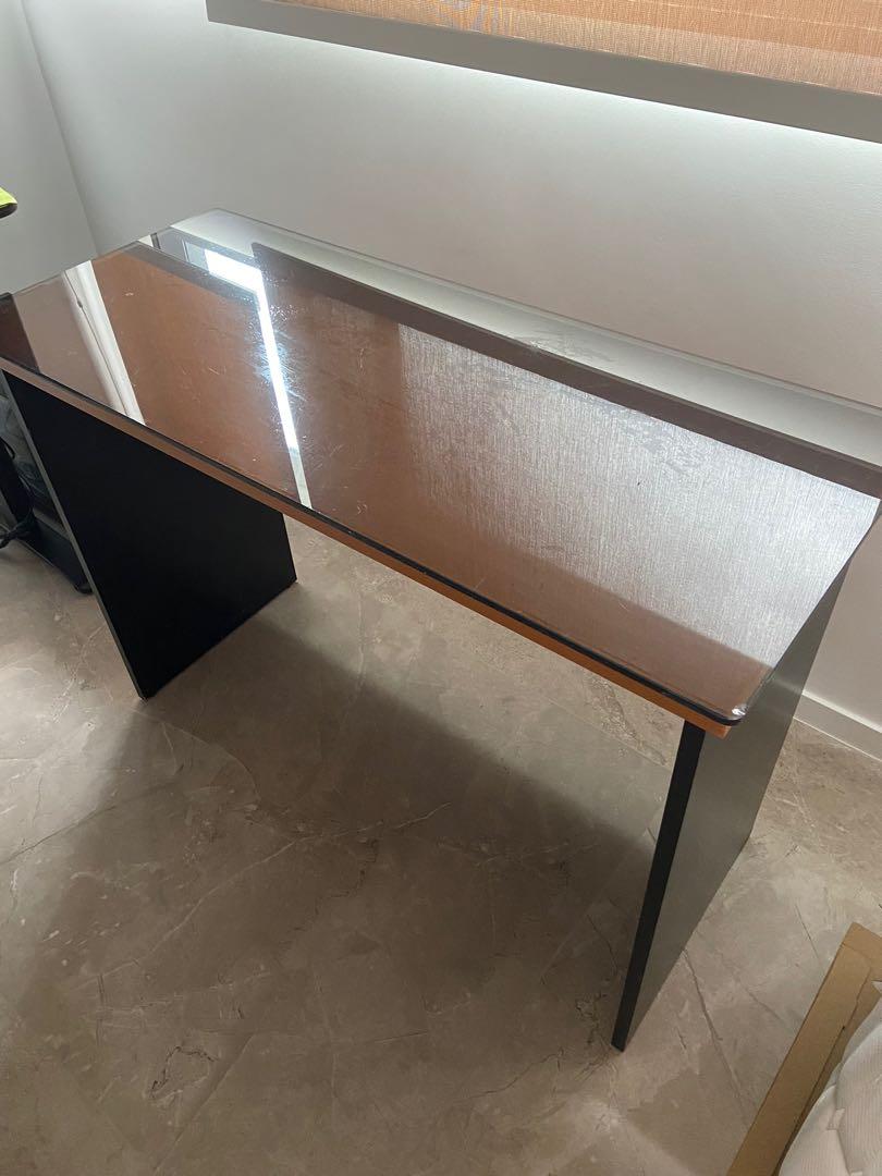 Study table with glass top, Furniture & Home Living, Furniture, Tables ...