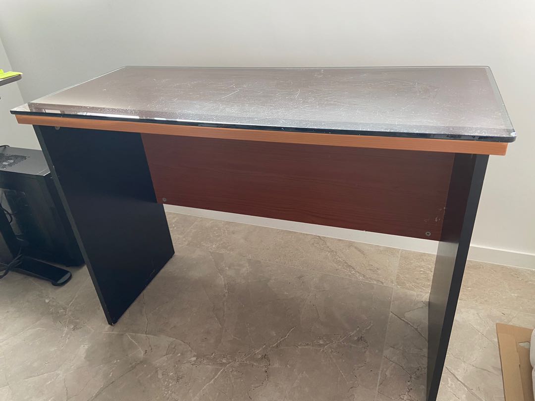 Study table with glass top, Furniture & Home Living, Furniture, Tables ...