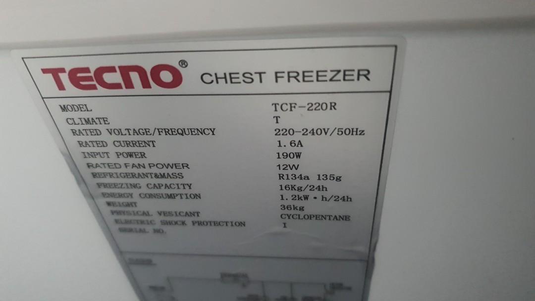 Tecno 220L Chest Freezer, TV & Home Appliances, Kitchen Appliances ...