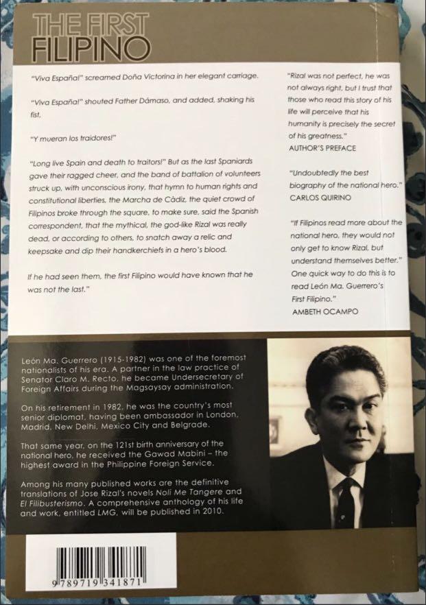 The First Filipino by Leon Ma. Guerrero (Rizal Book), Hobbies & Toys ...