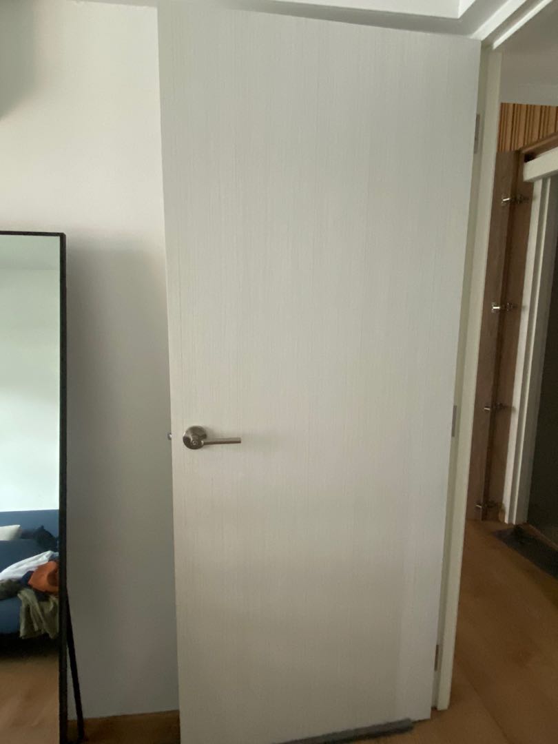 White wooden HDB room door, Furniture & Home Living, Security & Locks ...