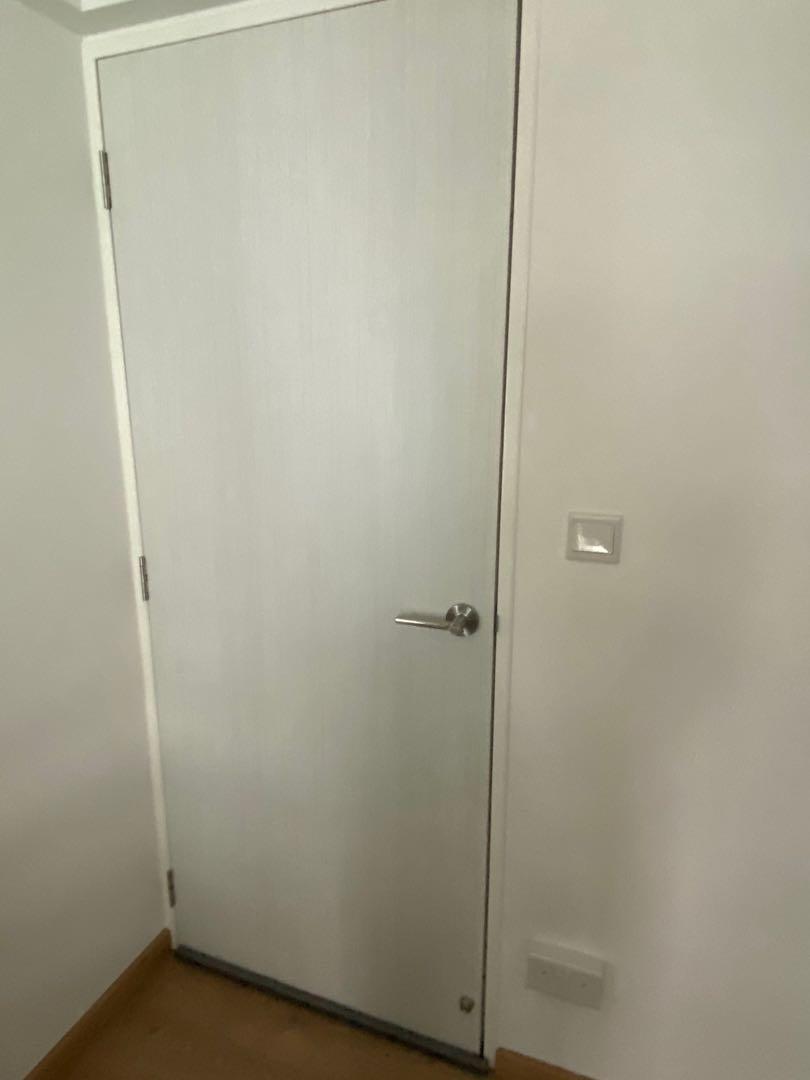 White wooden HDB room door, Furniture & Home Living, Security & Locks ...