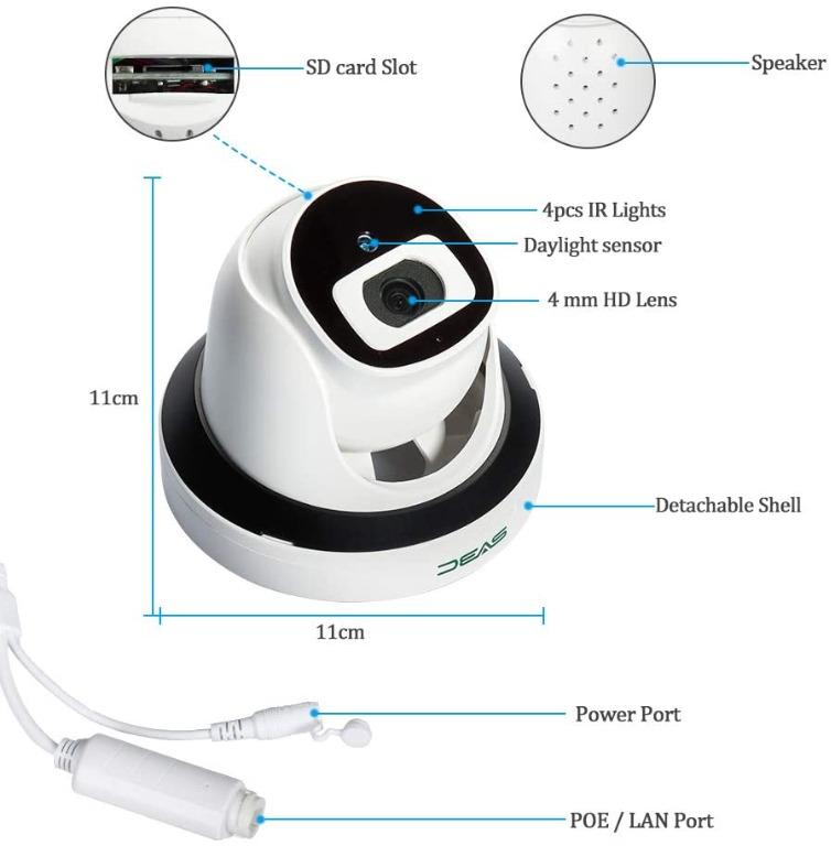 2962) POE IP Camera, SV3C POE Dome Camera, 5MP POE Home Security Camera ...
