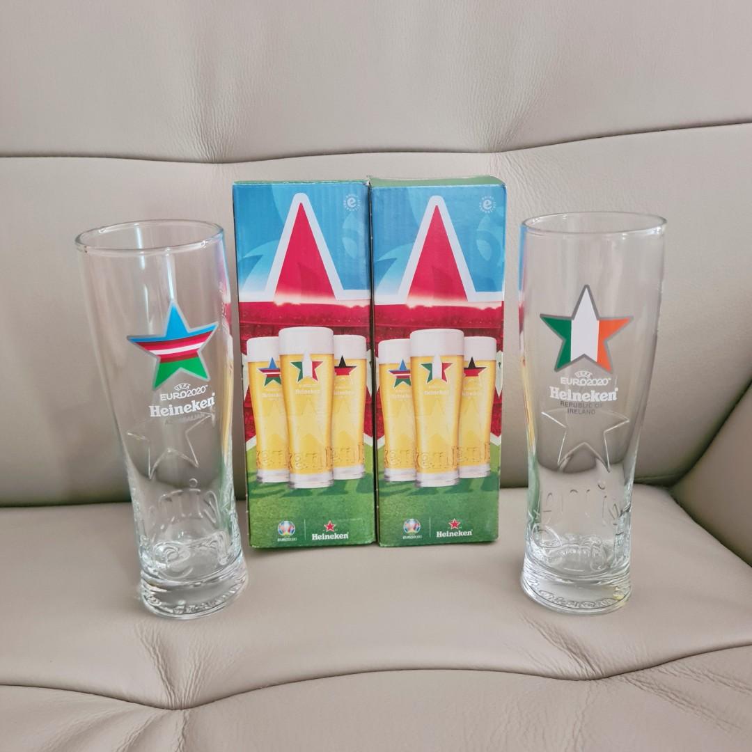 2pc Heineken Euro 2020 Beer Glass Pint Cups, Furniture & Home Living ...