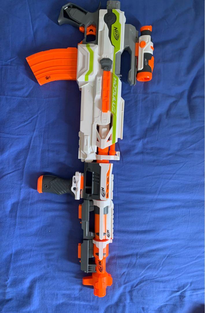 3 Nerf Guns + Add-Ons + Mags + Minecraft Pickaxe, Hobbies & Toys, Toys ...