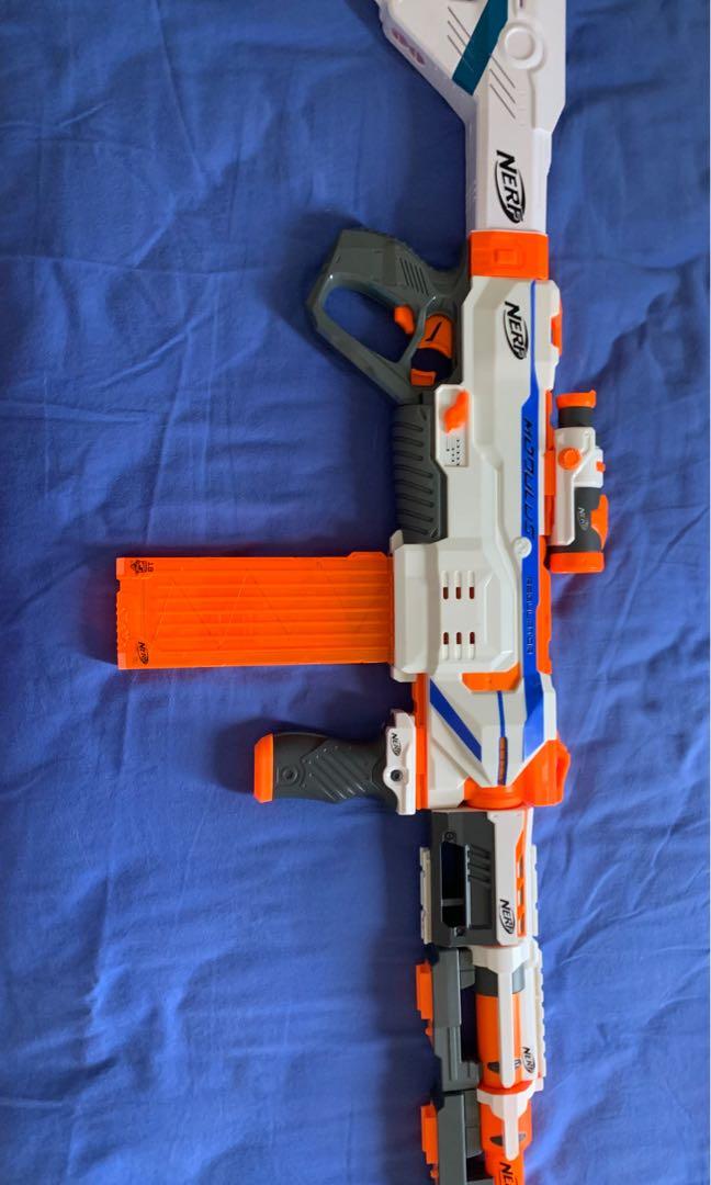 3 Nerf Guns + Add-Ons + Mags + Minecraft Pickaxe, Hobbies & Toys, Toys ...
