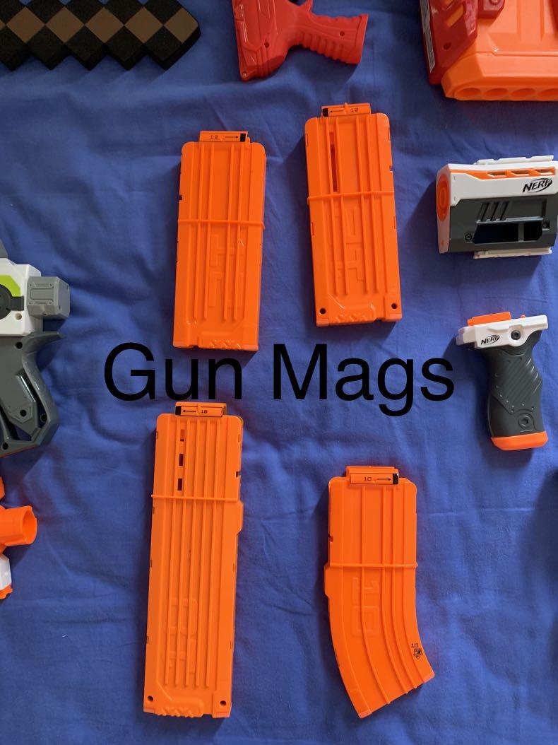 3 Nerf Guns + Add-Ons + Mags + Minecraft Pickaxe, Hobbies & Toys, Toys ...