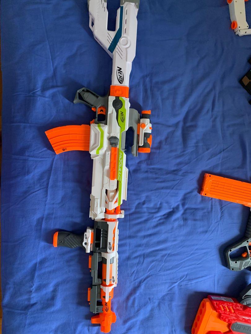 3 Nerf Guns + Add-Ons + Mags + Minecraft Pickaxe, Hobbies & Toys, Toys ...