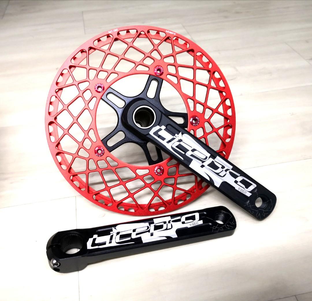 58T 56T red HollowTech crank 24mm/115mm spindle 170mm arm folding bike ...