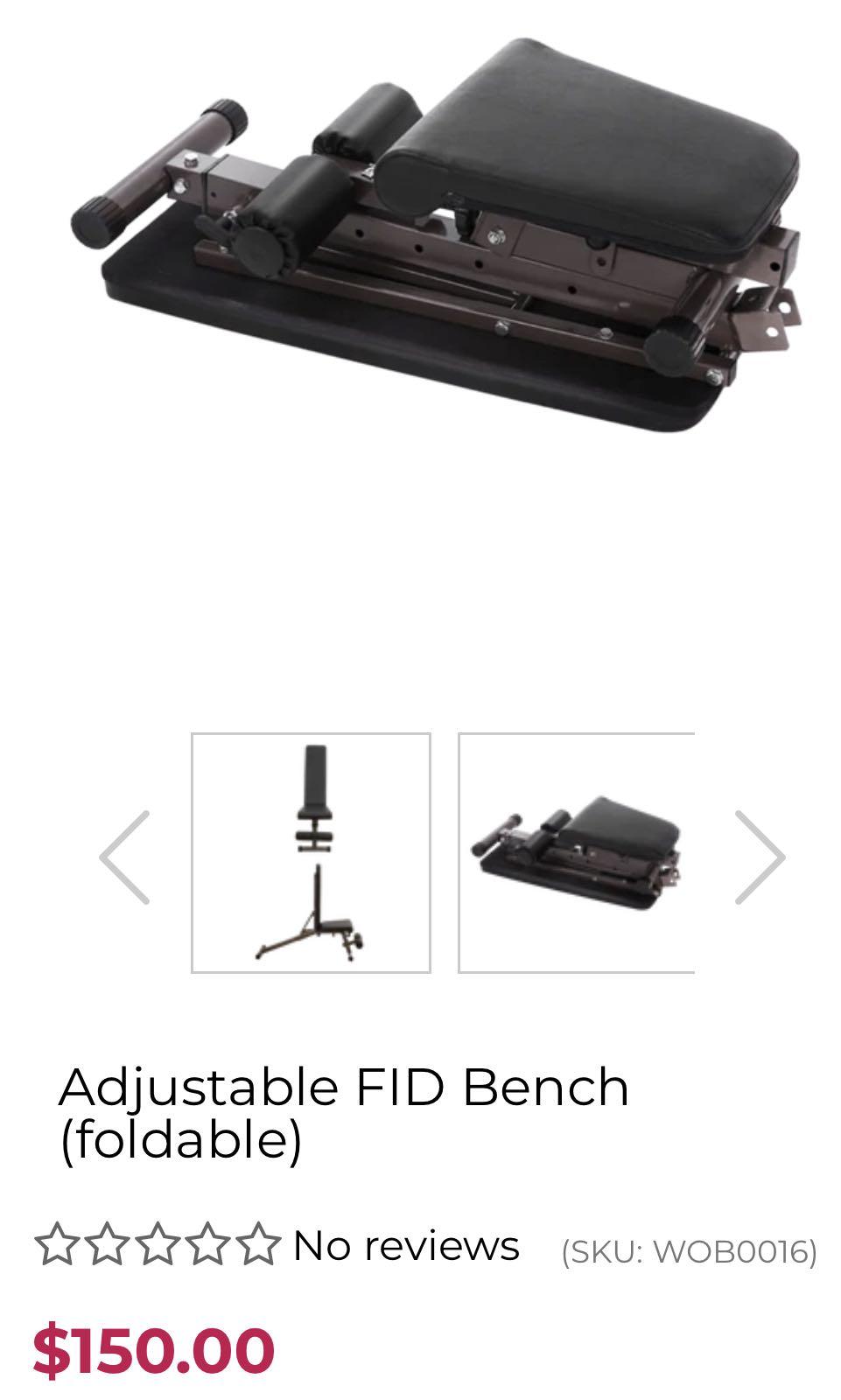 Adjustable FID bench (foldable), Sports Equipment, Exercise & Fitness ...