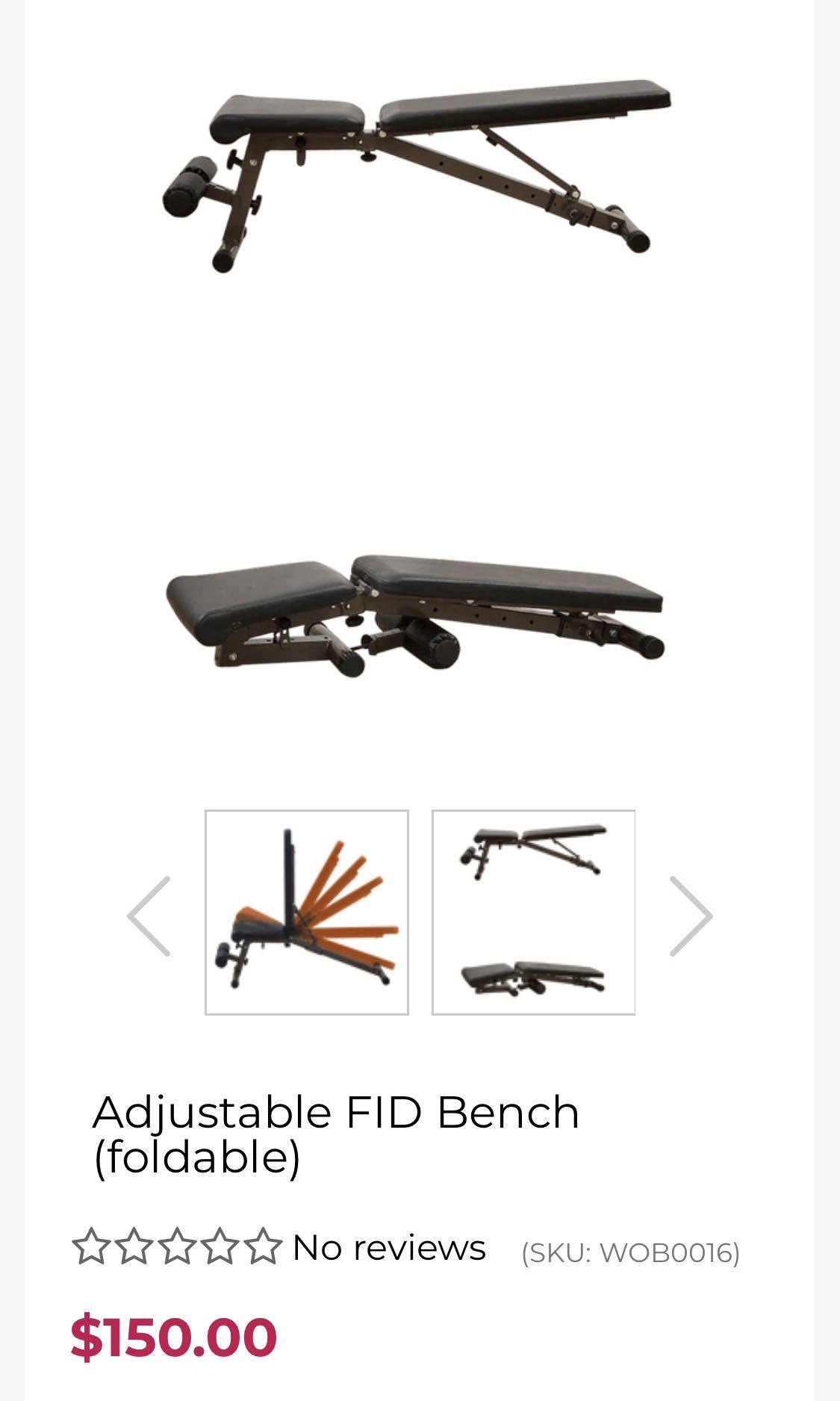 Adjustable FID bench (foldable), Sports Equipment, Exercise & Fitness ...