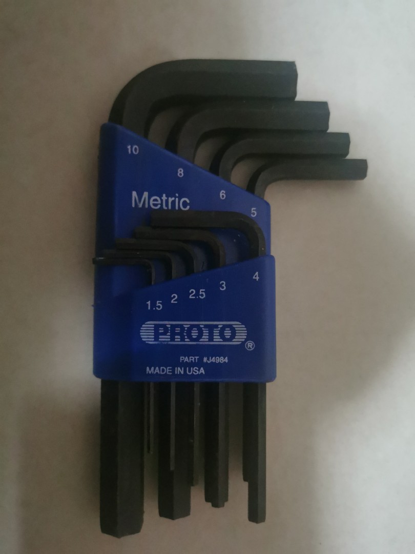 Brand new proto 9 piece metric Allen key set made in USA 1.5 - 10mm ...