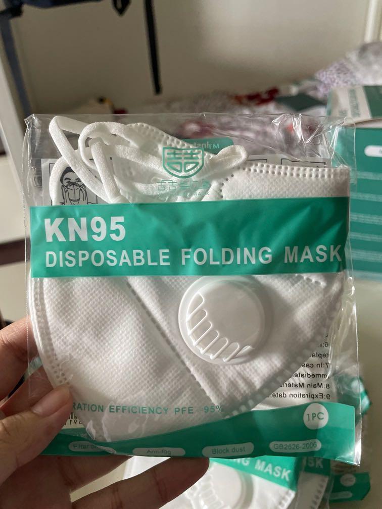 KN95 Disposable Folding Mask (per piece), Health & Nutrition, Face ...