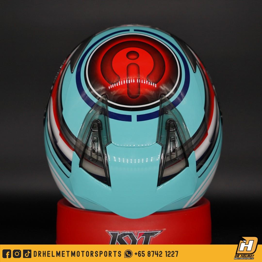 KYT Helmet Hellcat Restart Aqua (PSB Approved), Motorcycles, Motorcycle ...
