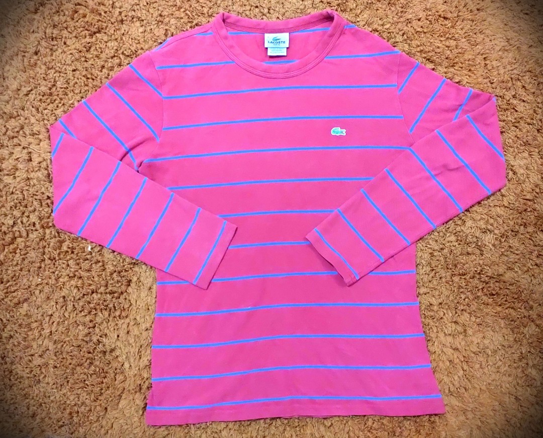 LACOSTE side logo strife red, Men's Fashion, Tops & Sets, Tshirts ...